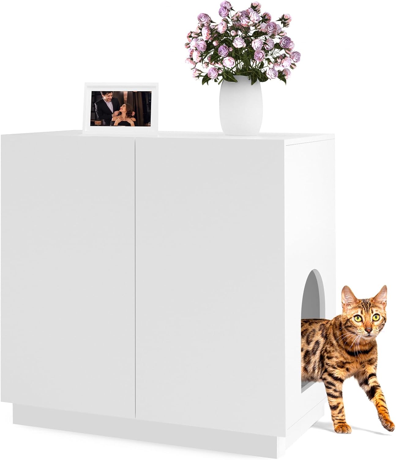 Large/Tall Litter Box Enclosure, Modern Wooden Litter Box Furniture fo ...